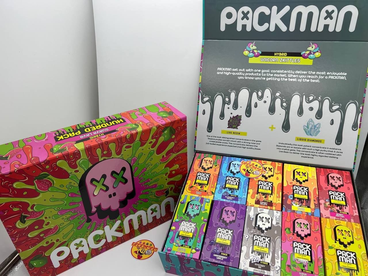 pack man live resin + liquid diamonds disposable cartridges