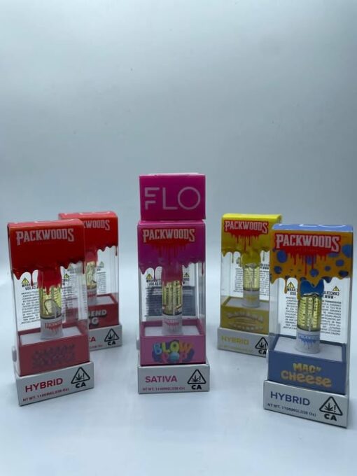 premium Packwoods x flo 1g carts live resin THC vaporizer device